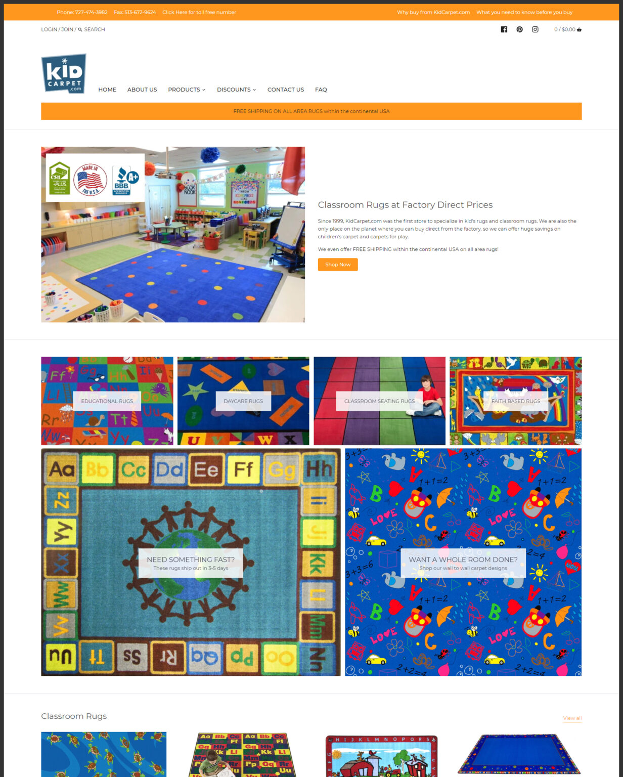 Kid Carpet Website Design | Notch Solutions